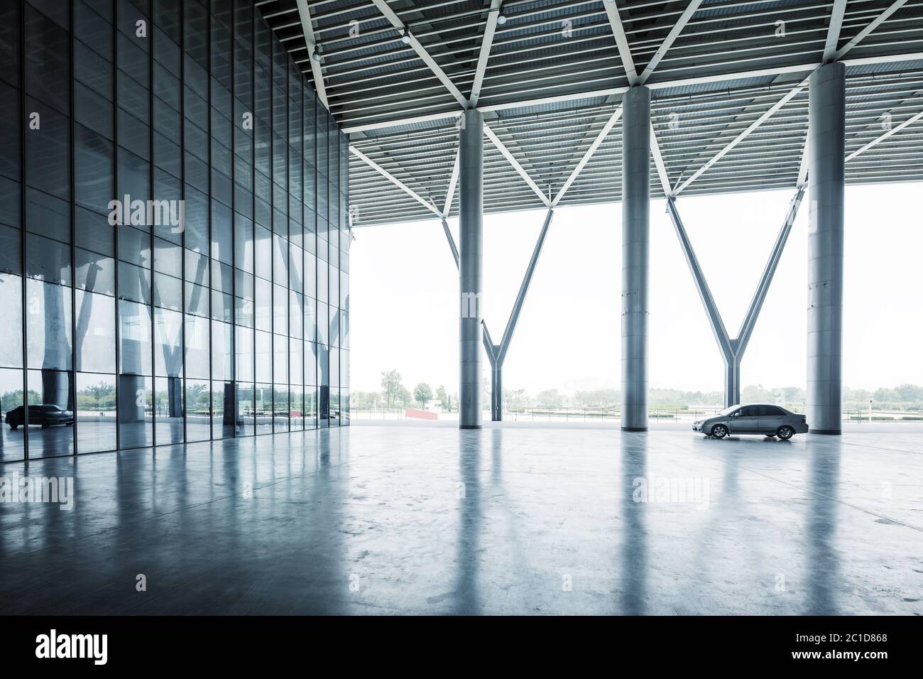 empty hall with glass wall Stock Photo - Alamy