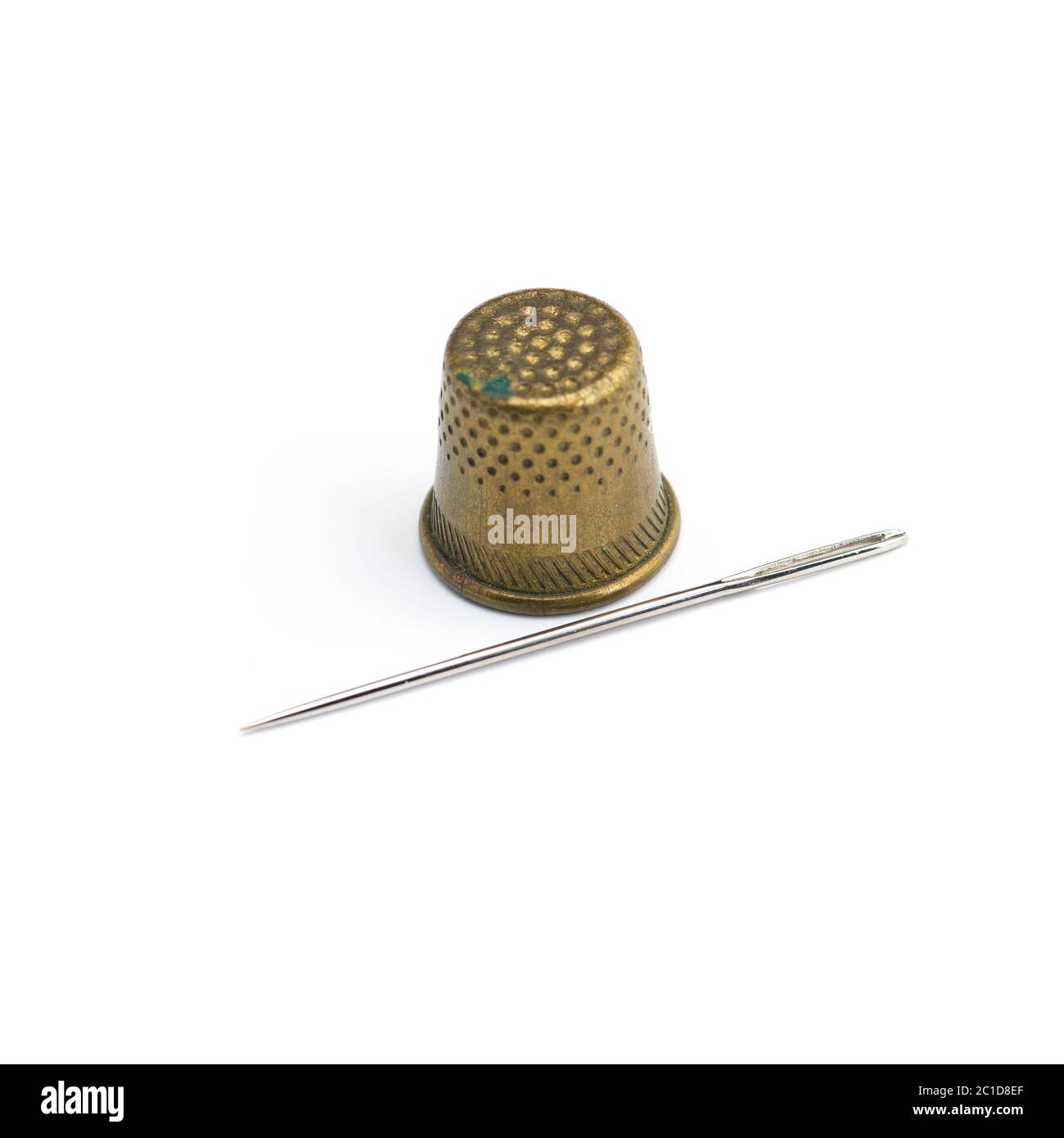 Old copper thimble close-up isolated on white background Stock Photo ...