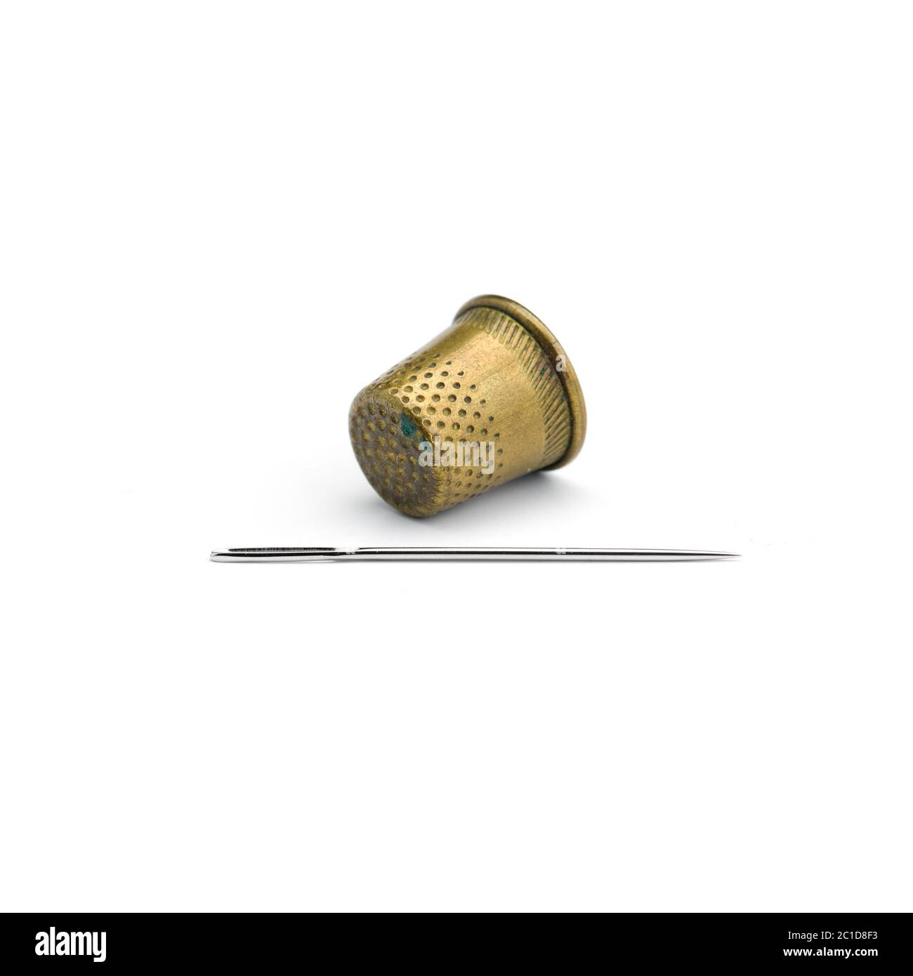 Old copper thimble close-up isolated on white background Stock Photo ...