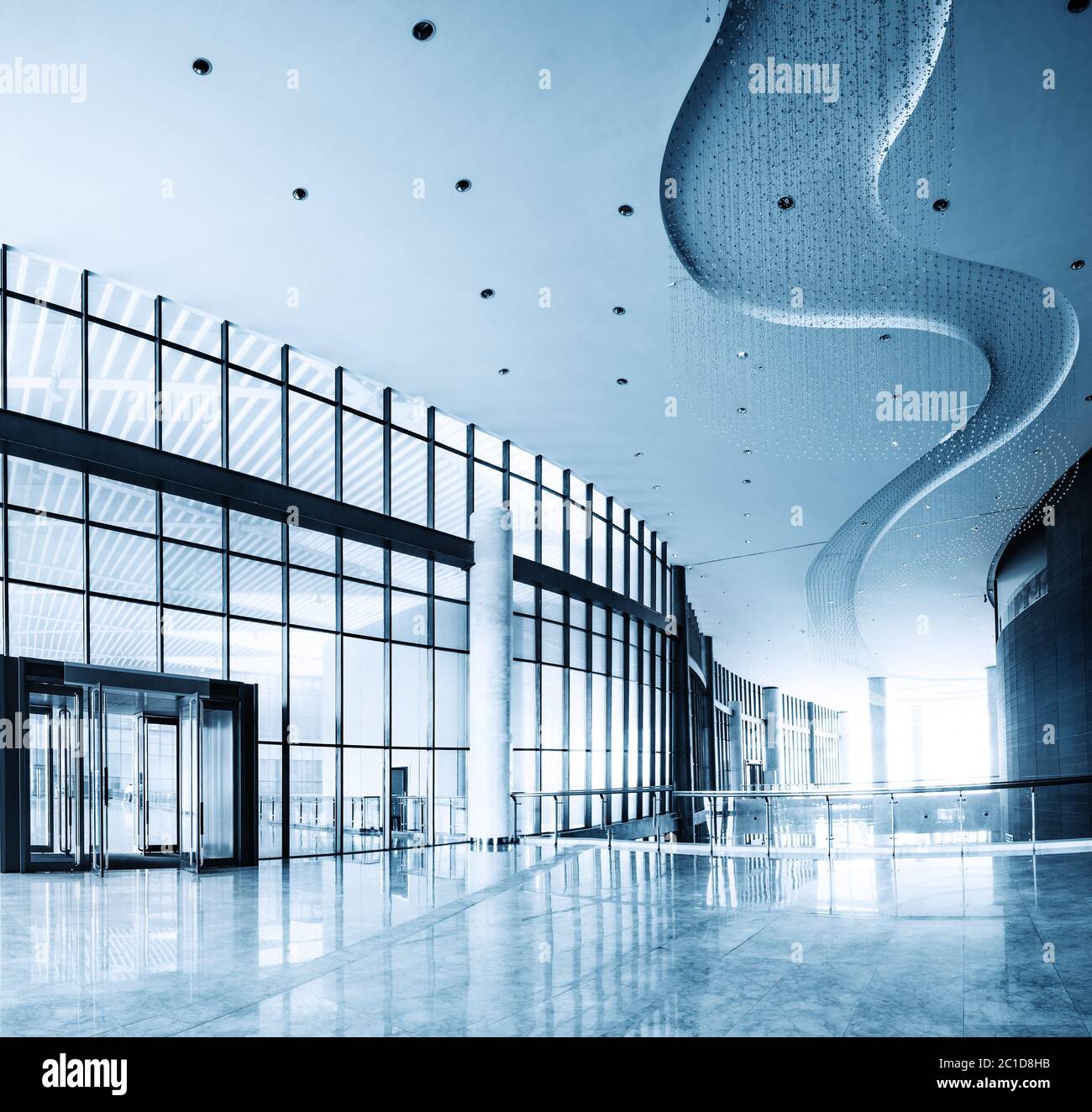 modern business hall interior with glass wall Stock Photo - Alamy