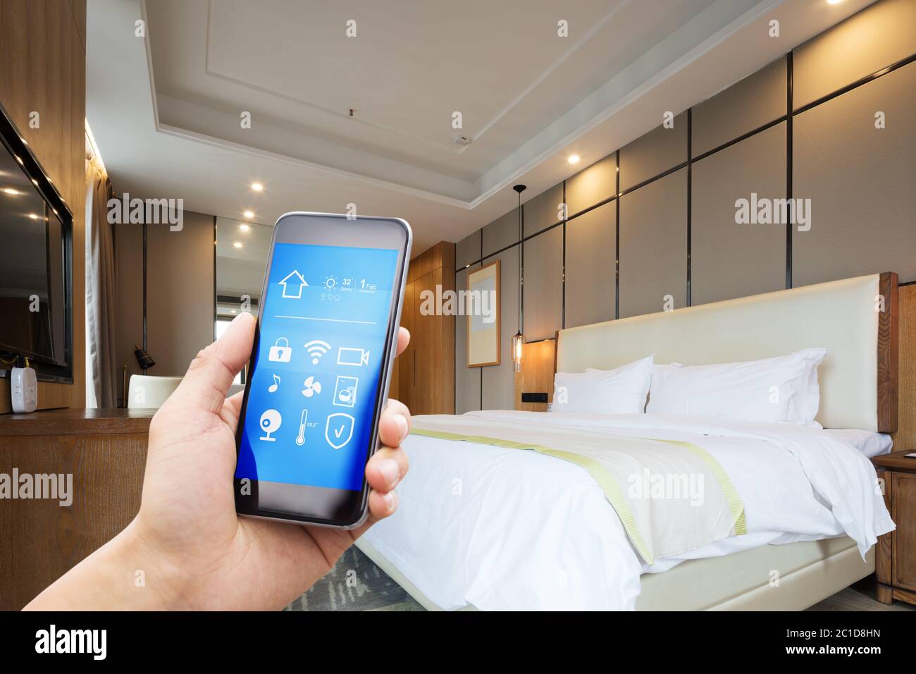 smart phone with smart home and modern Stock Photo - Alamy