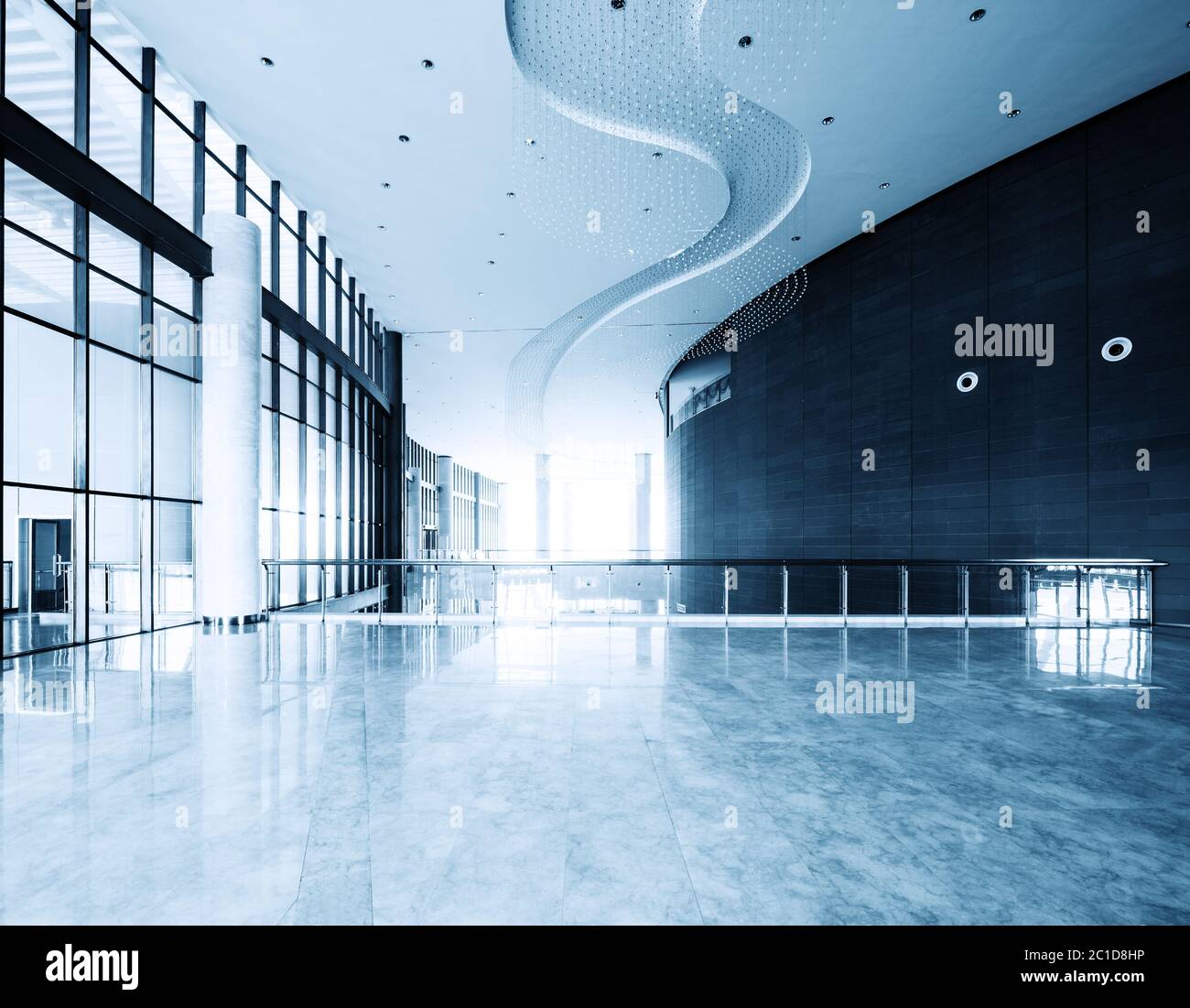 modern business hall interior with glass wall Stock Photo - Alamy