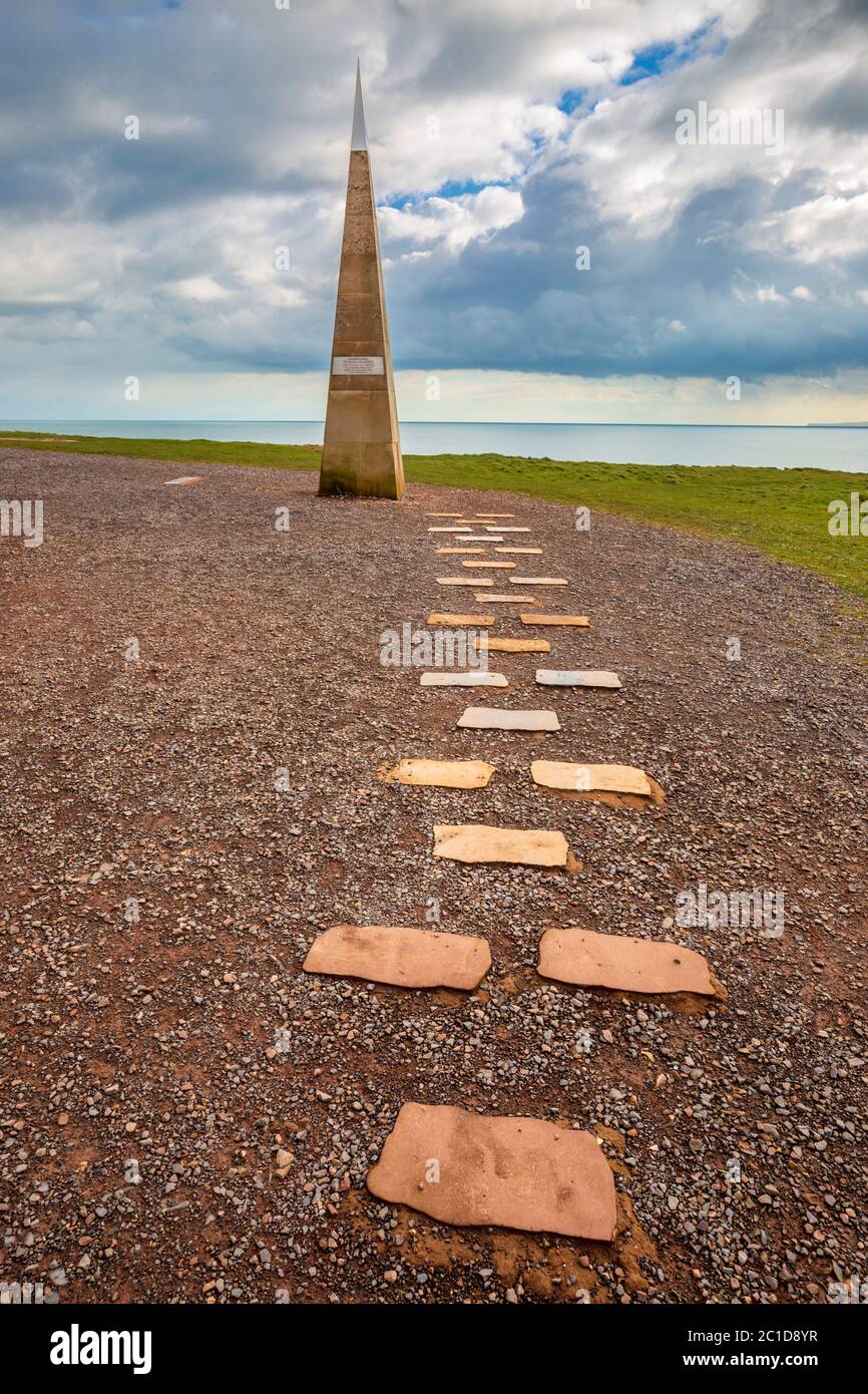 The Jurassic Coast Geoneedle obelisk at Orcombe Point, Exmouth, England ...