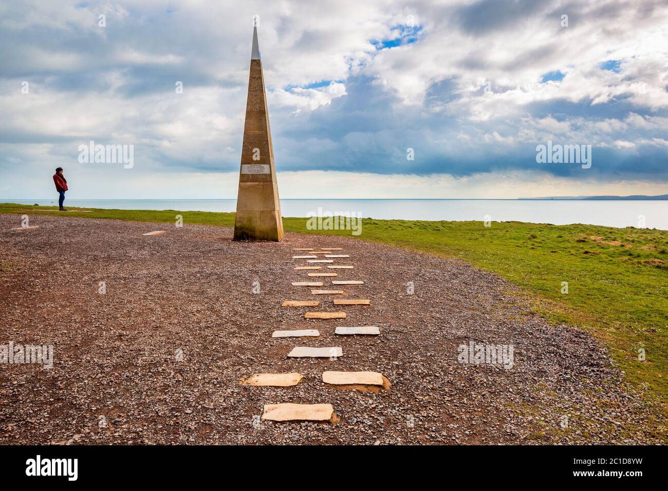The Jurassic Coast Geoneedle obelisk at Orcombe Point, Exmouth, England ...