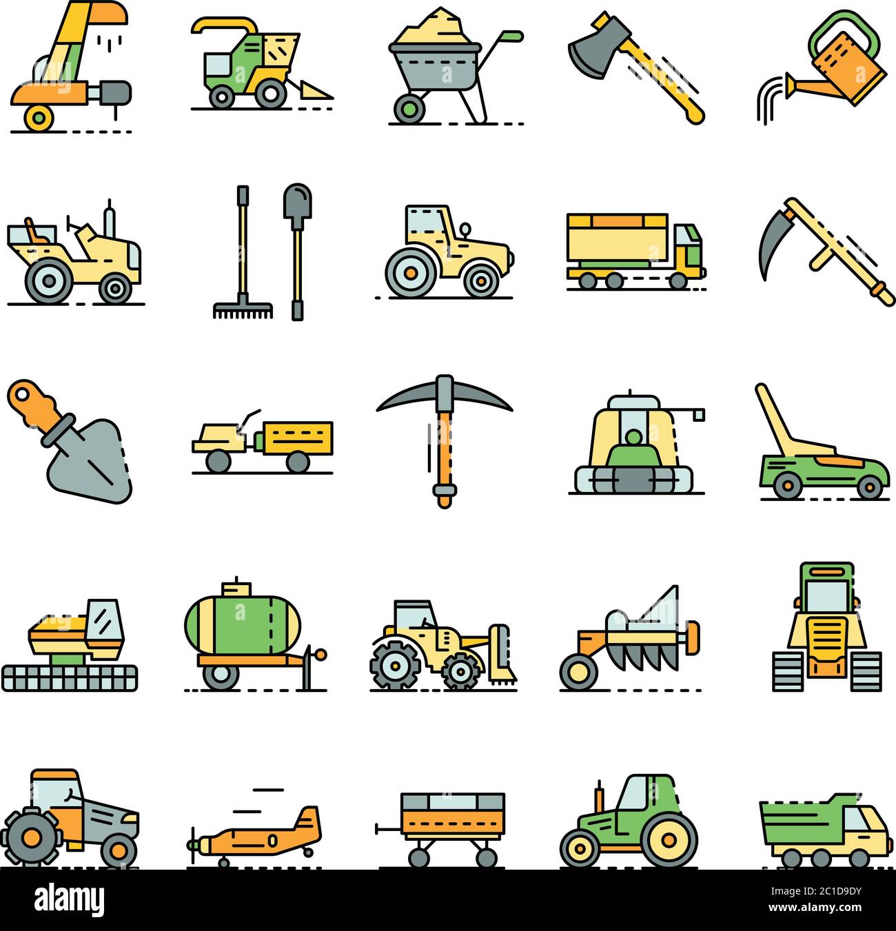 Farming equipment icon set line color vector Stock Vector Image & Art ...