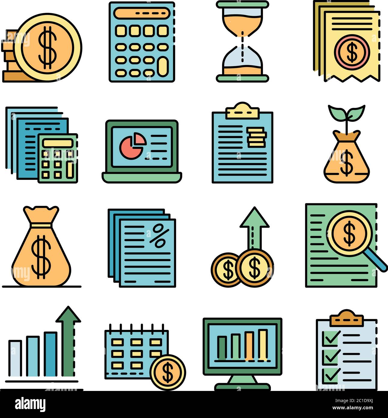Expense report icons set line color vector Stock Vector Image & Art - Alamy