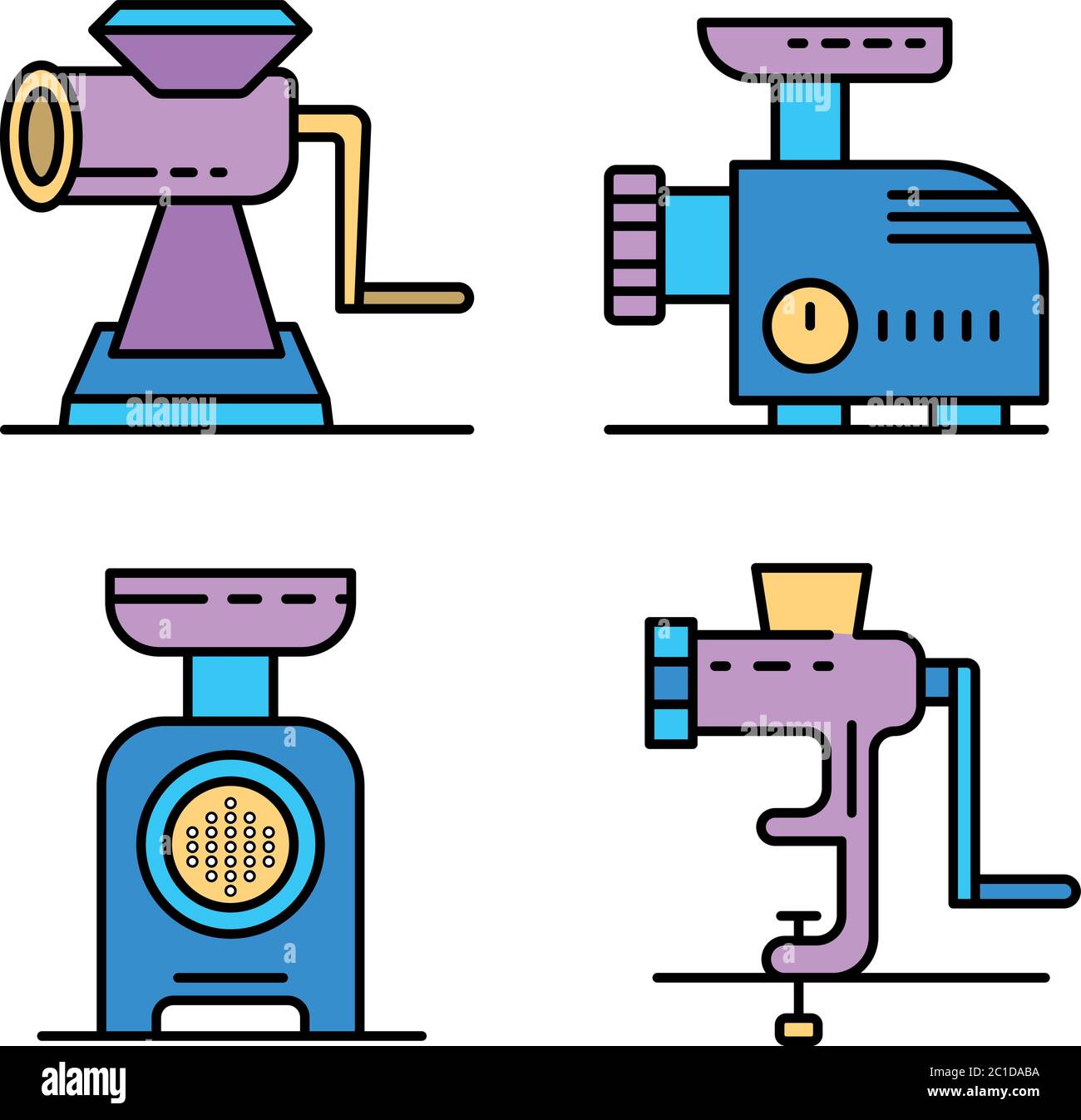 Meat grinder icons set line color vector Stock Vector Image & Art - Alamy