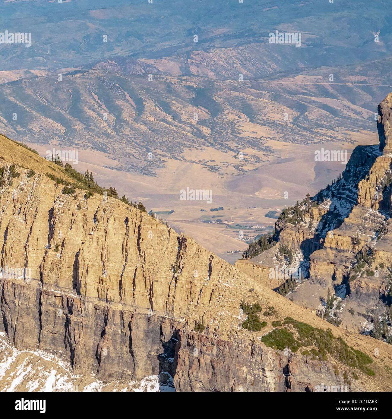 Square crop Steep cliffs at summit of Mount Timpanogos, Utah Stock ...