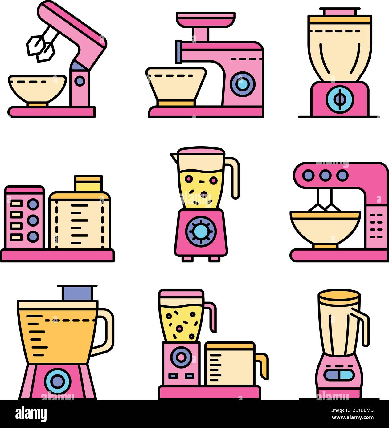 Food processor icons set line color vector Stock Vector Image & Art - Alamy