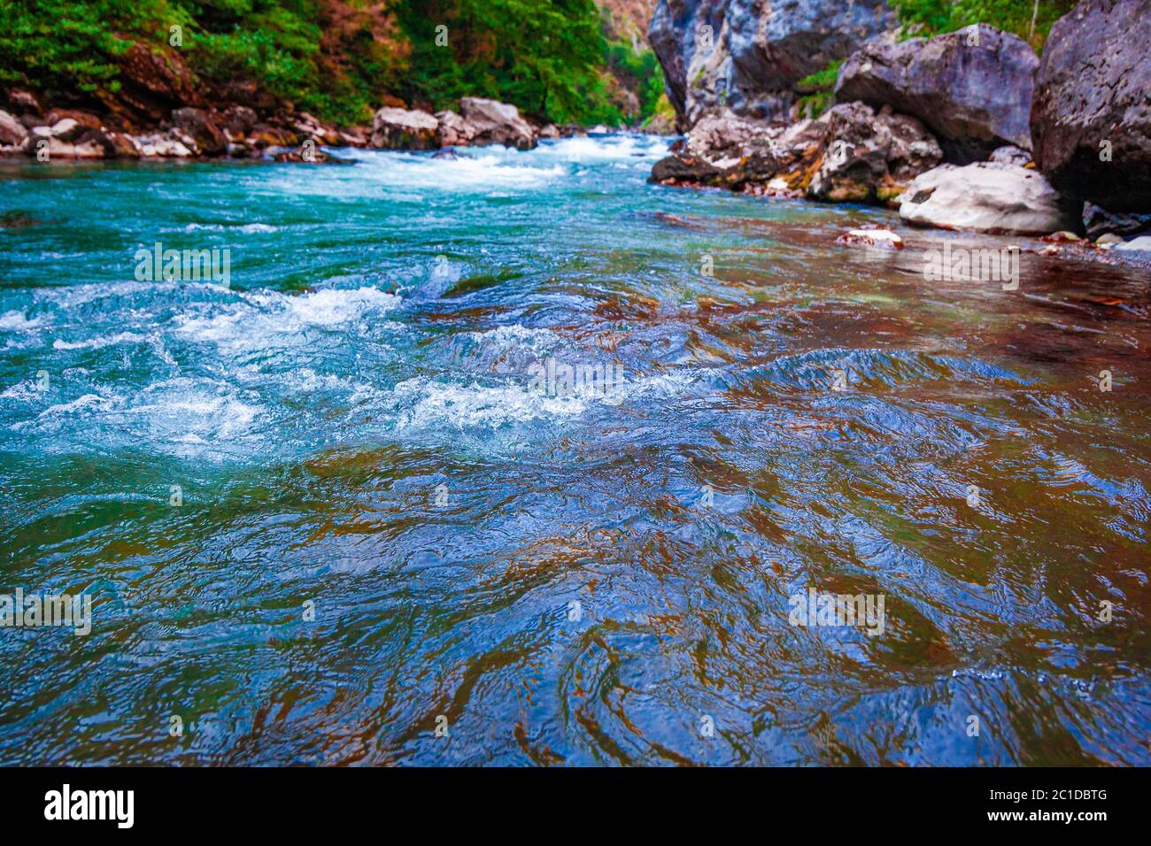 Mountain river valley road landscape Stock Photo - Alamy