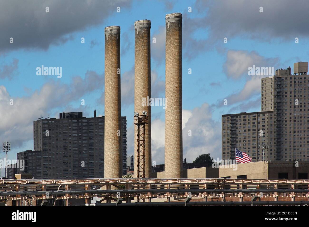 Factory Building With Smoke Stacks