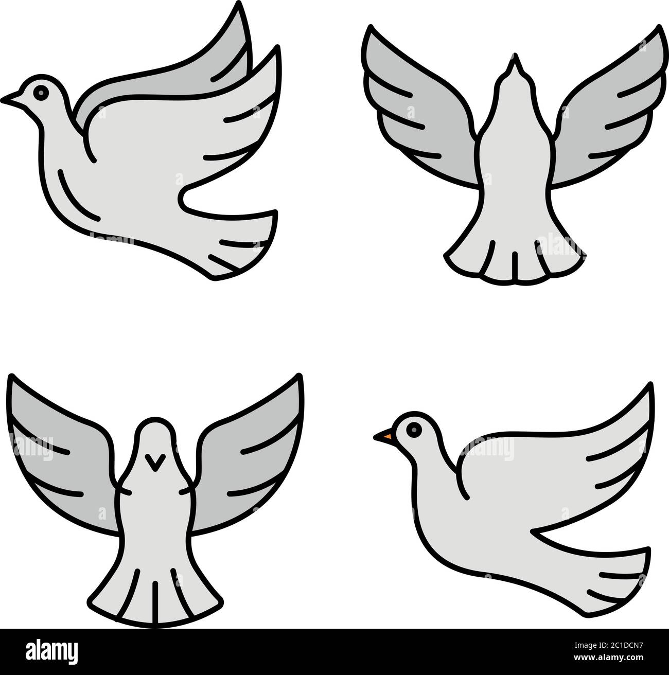 Dove icons set line color vector Stock Vector Image & Art - Alamy