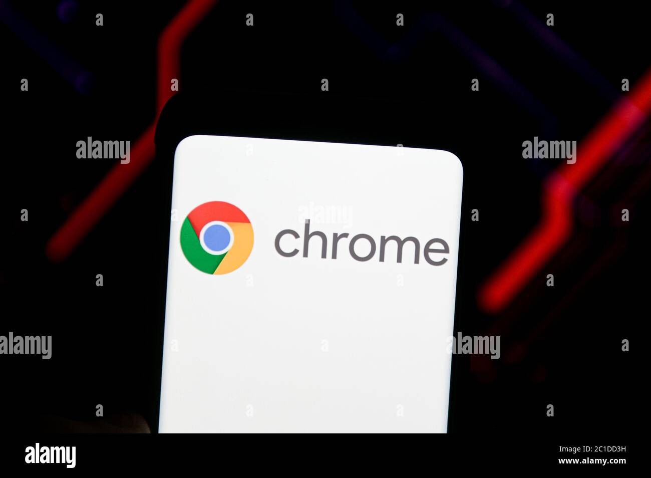 In this photo illustration a Google Chrome logo seen displayed on a ...