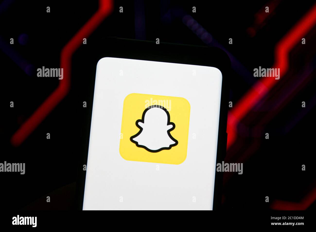 In this photo illustration a Snapchat logo seen displayed on a ...