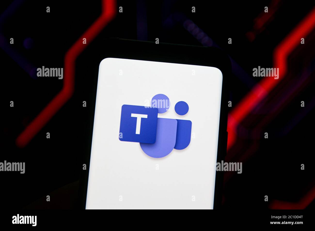 In this photo illustration a Microsoft Teams logo seen displayed on a ...