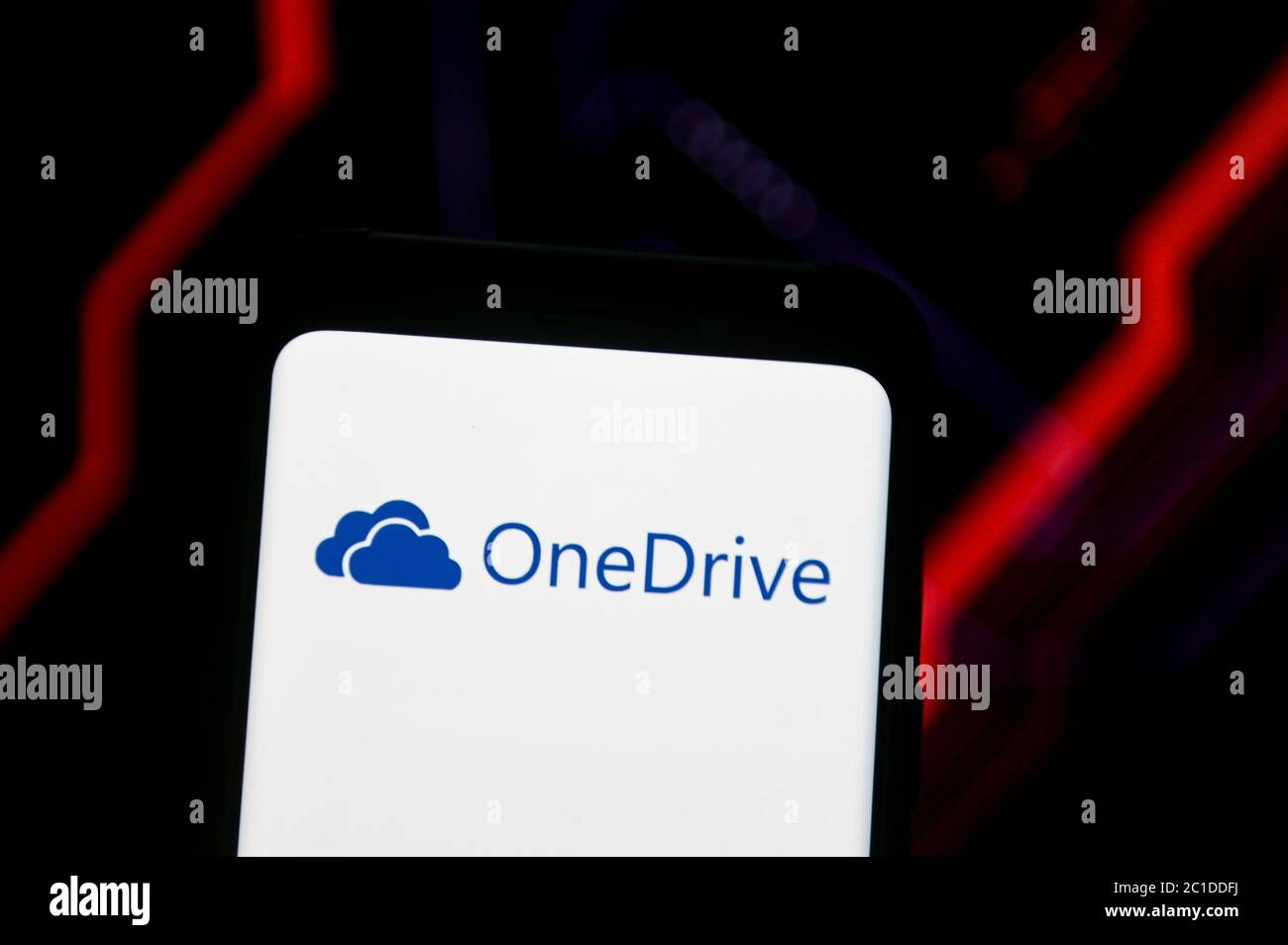In this photo illustration a One Drive logo seen displayed on a ...