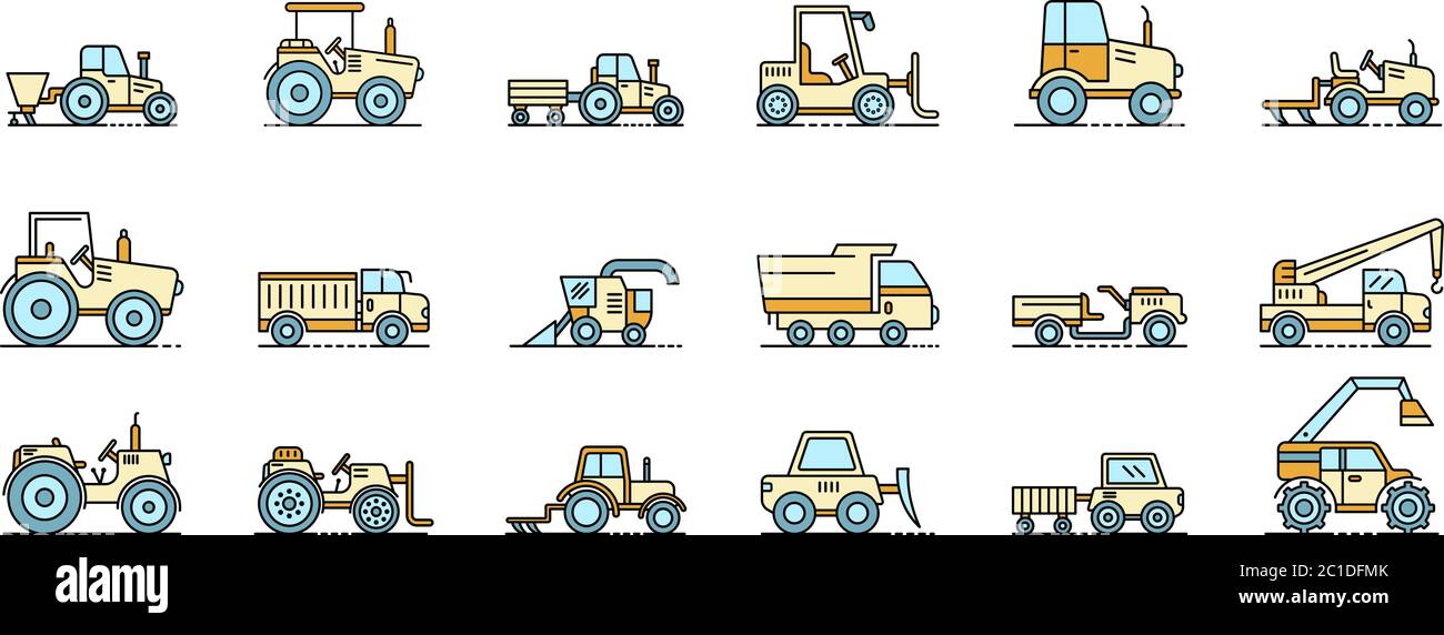 Agricultural machines icons set line color vector Stock Vector Image ...