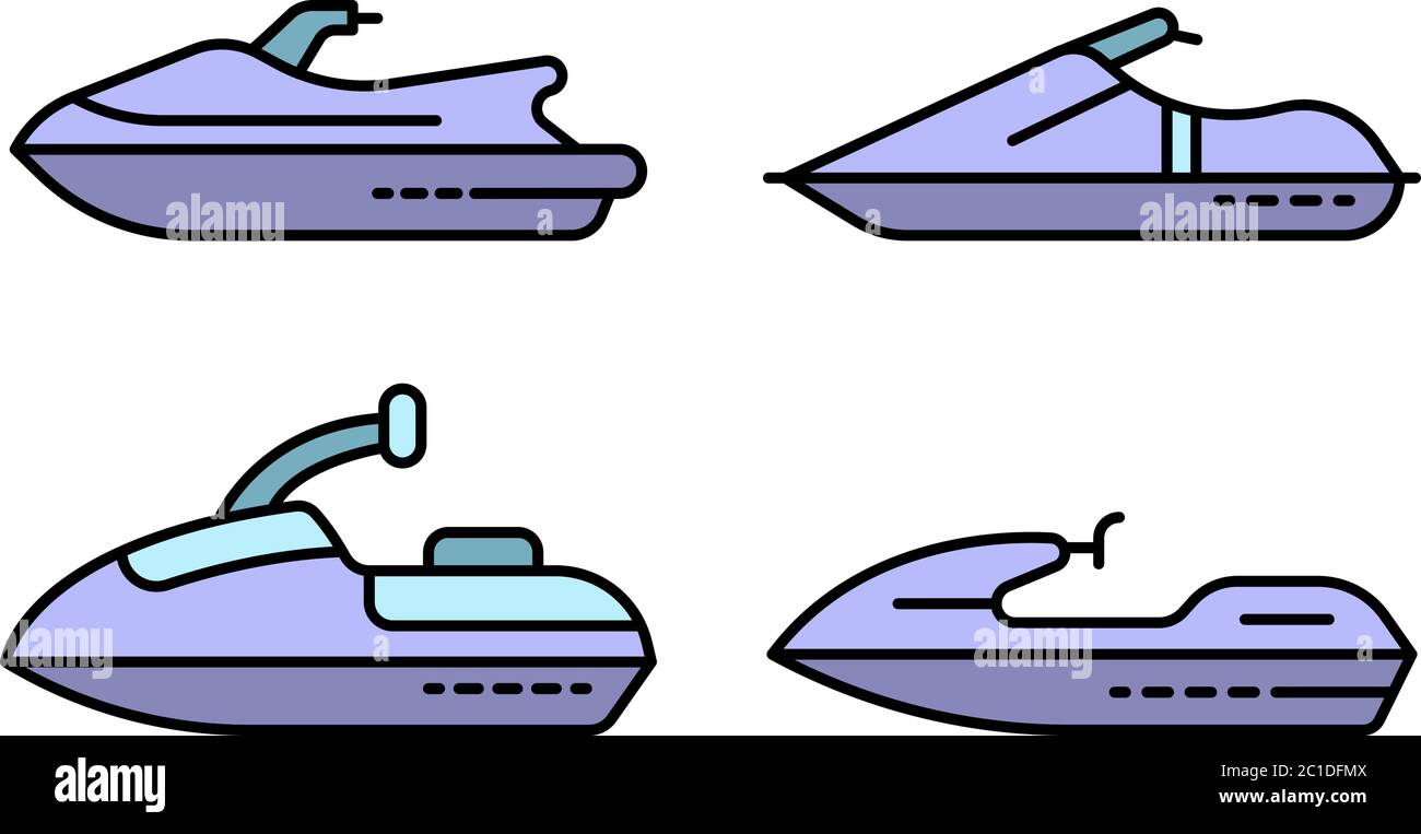 Jet ski icons set line color vector Stock Vector Image & Art - Alamy
