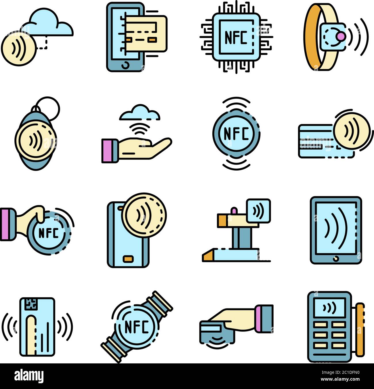 Nfc technology icons set line color vector Stock Vector Image & Art - Alamy