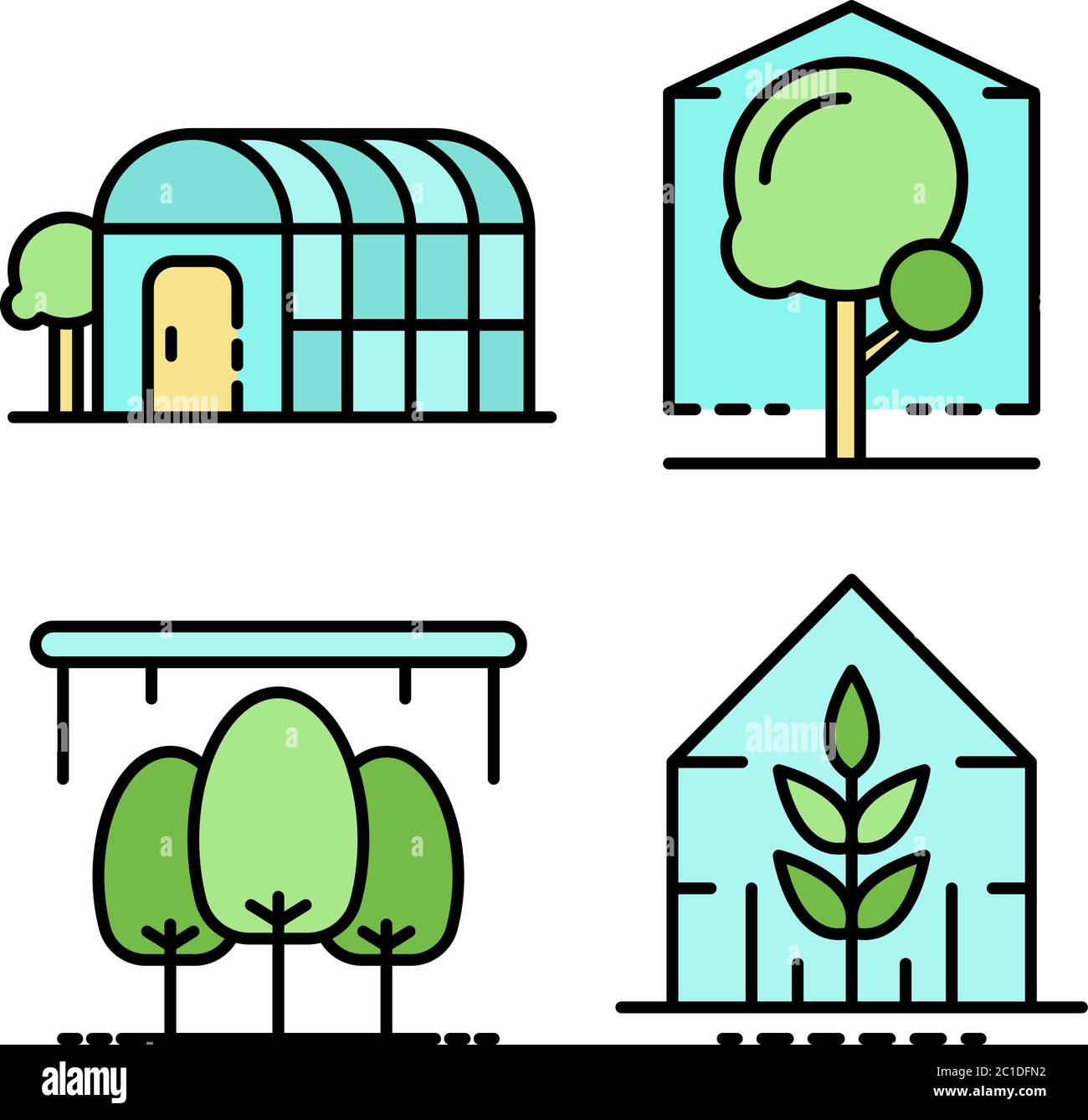 Greenhouse icons set line color vector Stock Vector Image & Art - Alamy
