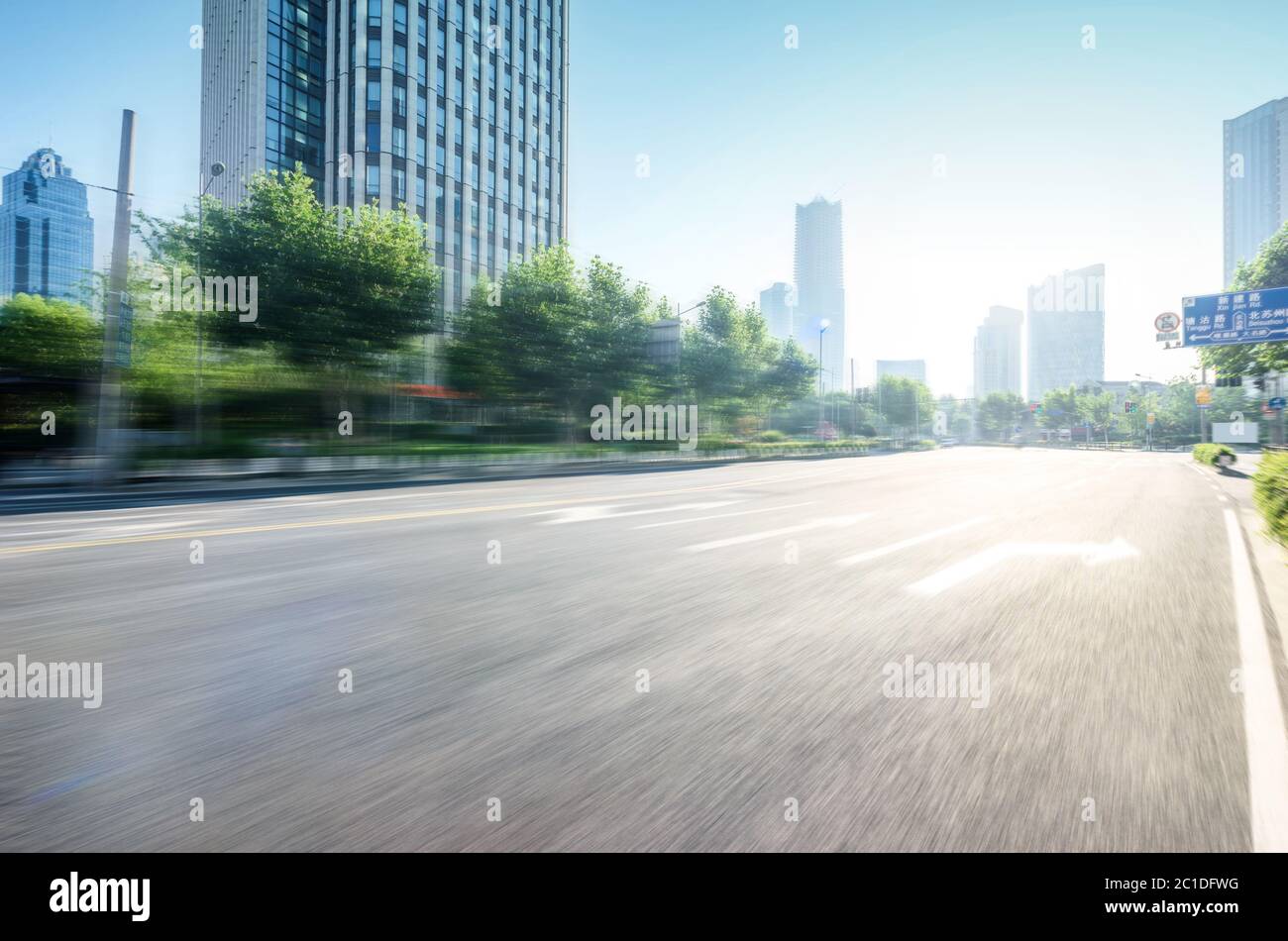 asphalt road in morden city Stock Photo - Alamy