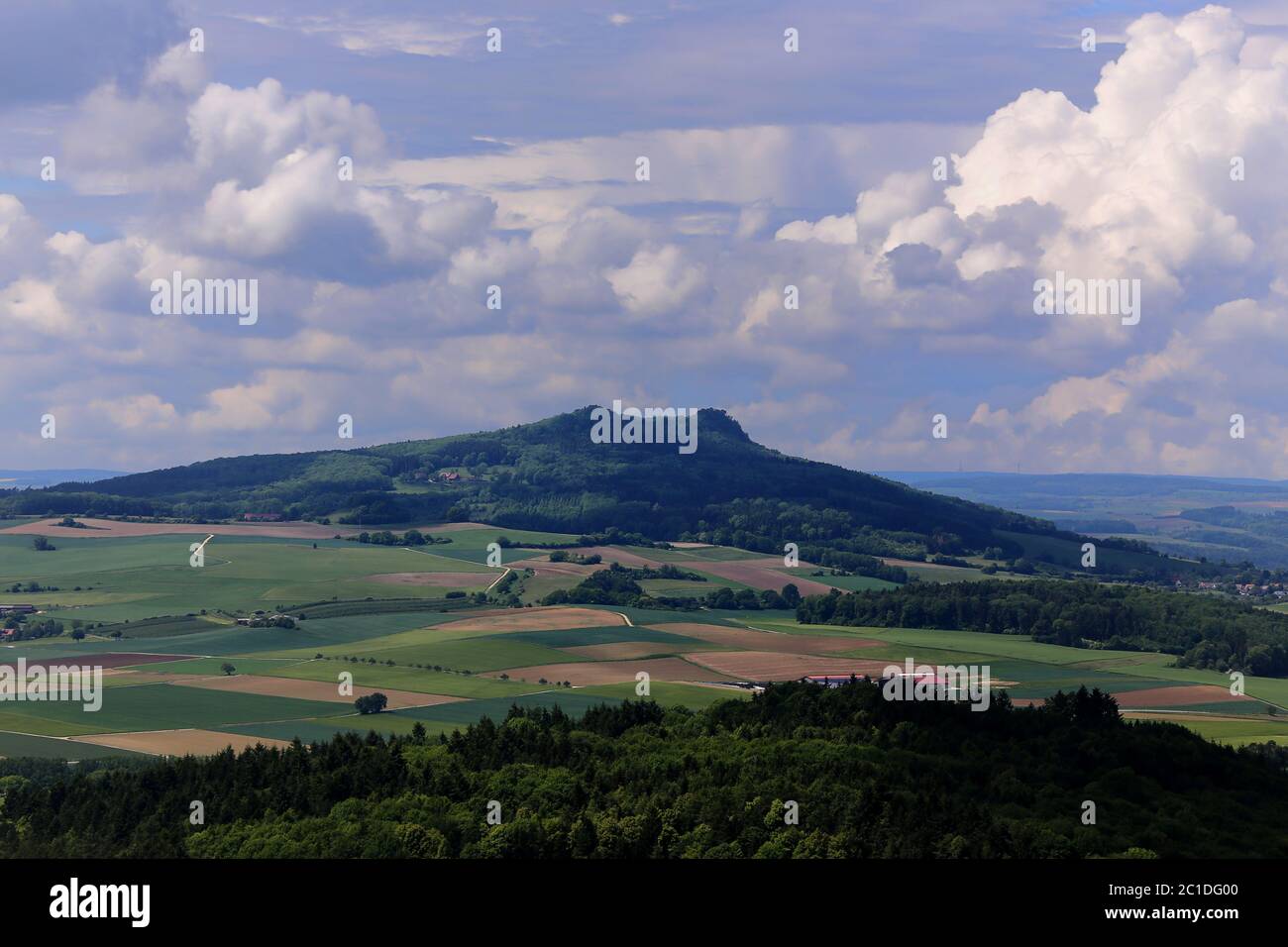 double peak of the hegauvolcano hohenstoffeln Stock Photo - Alamy