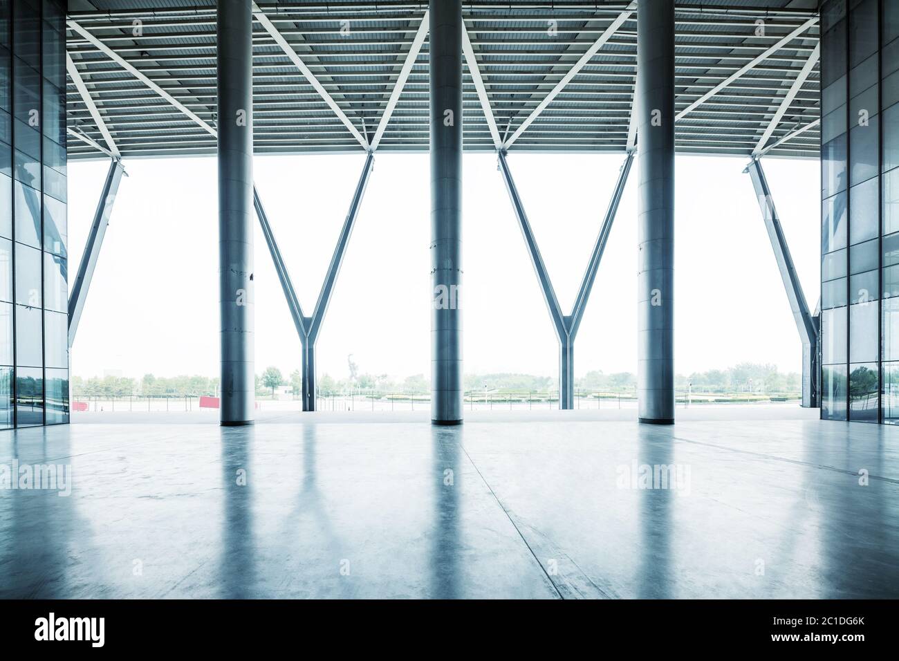 modern business hall interior with glass wall Stock Photo - Alamy