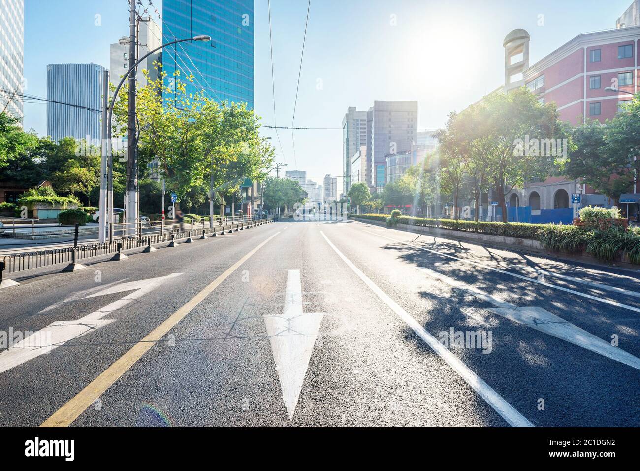 asphalt road in morden city Stock Photo - Alamy