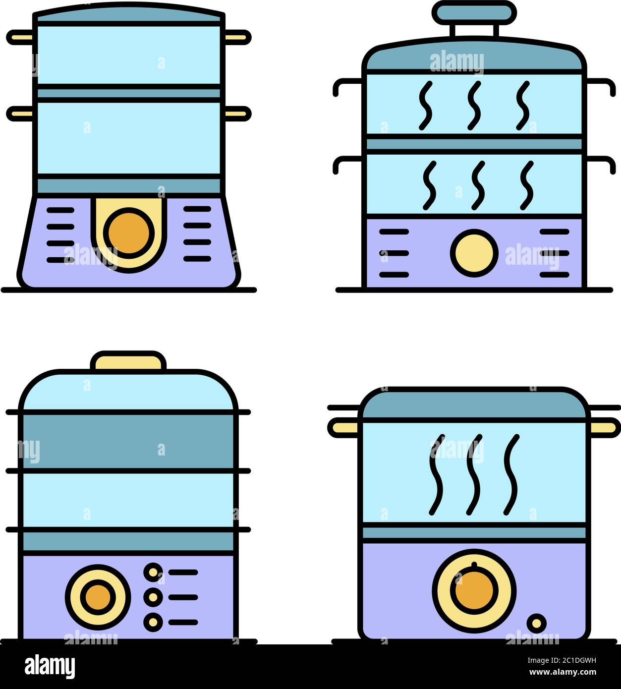 Steamer icons set line color vector Stock Vector Image & Art - Alamy