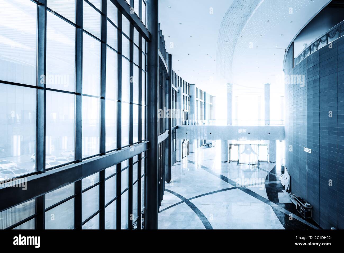 modern business hall interior with glass wall Stock Photo - Alamy