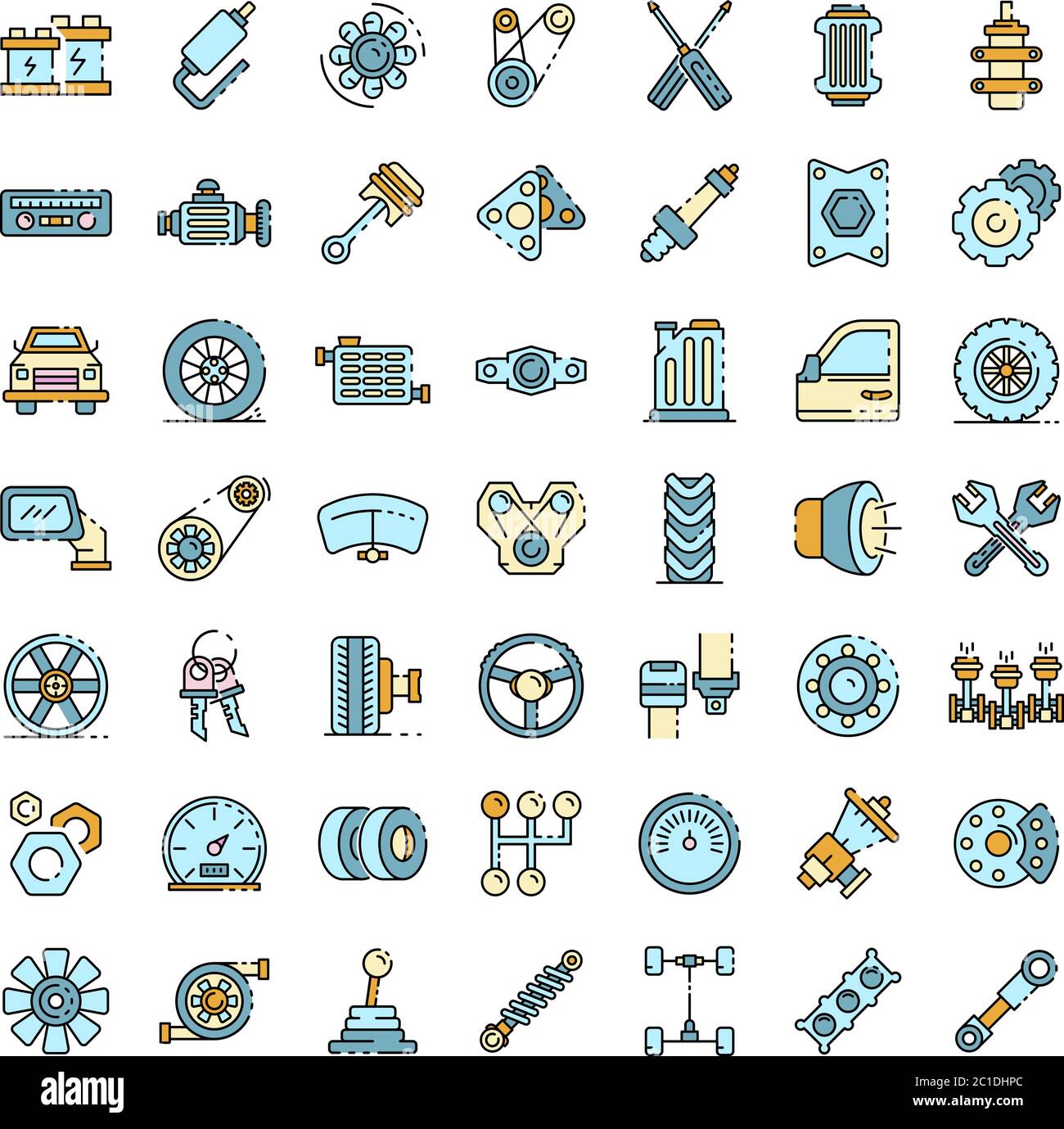 Car parts icons set line color vector Stock Vector Image & Art - Alamy