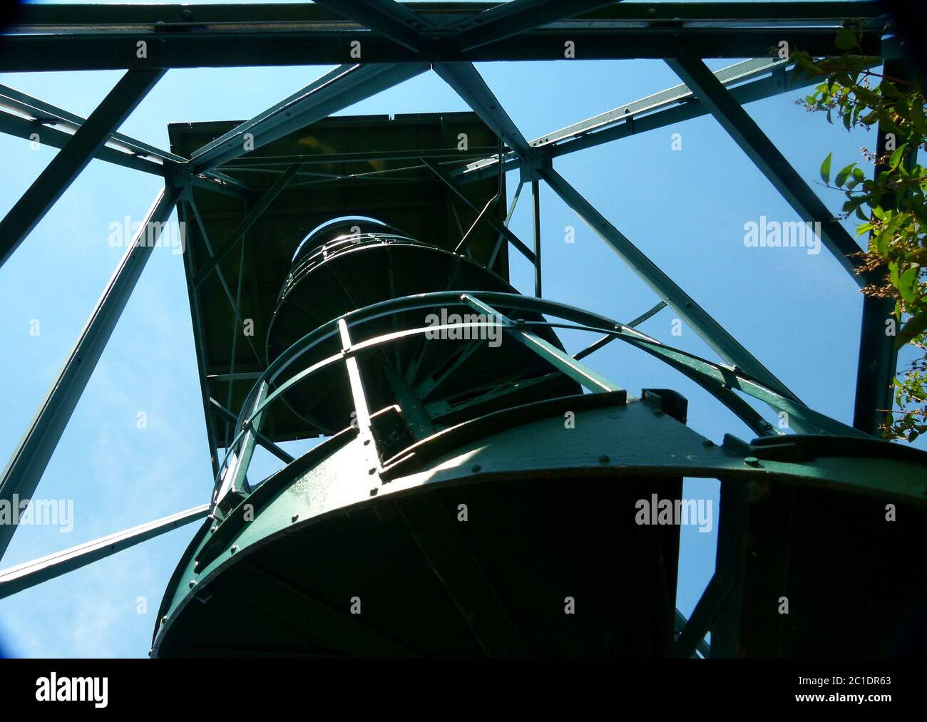 Modern lookout tower as a steel structure in steep perspective Stock ...