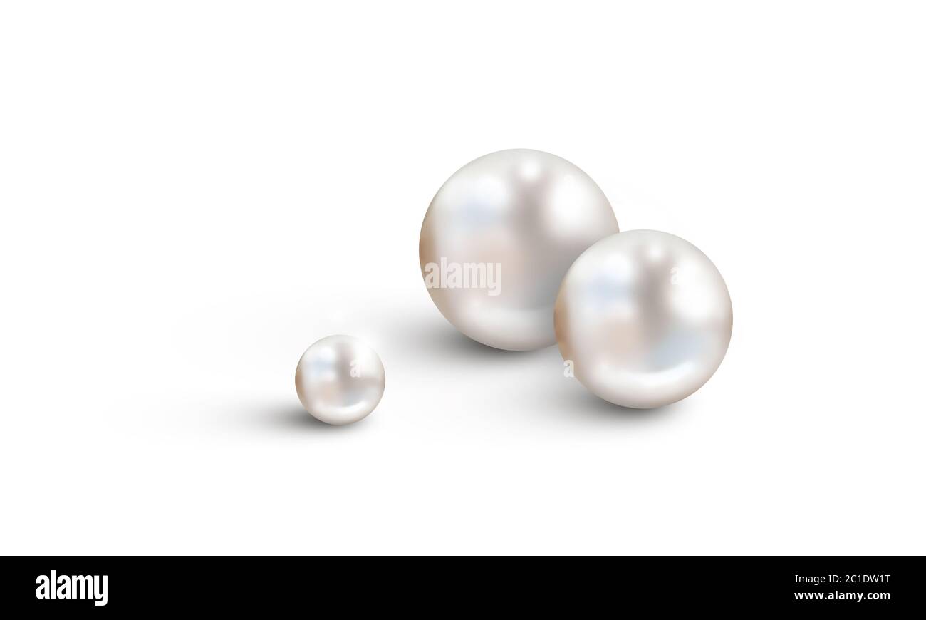 Pearl background on white - Three different sizes of white pearls Stock ...