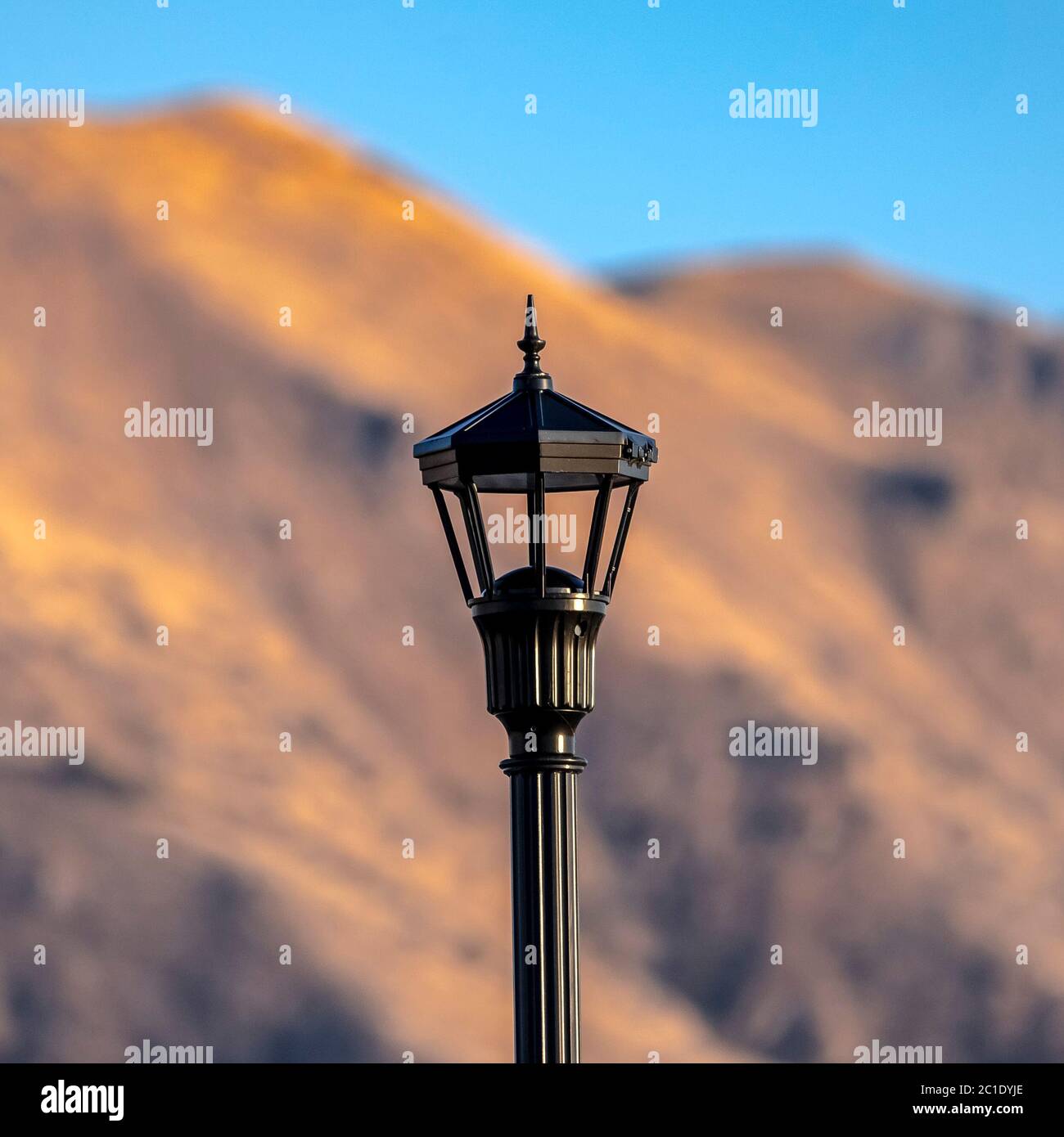 Square Exterior black retro wrought iron street lamp Stock Photo - Alamy