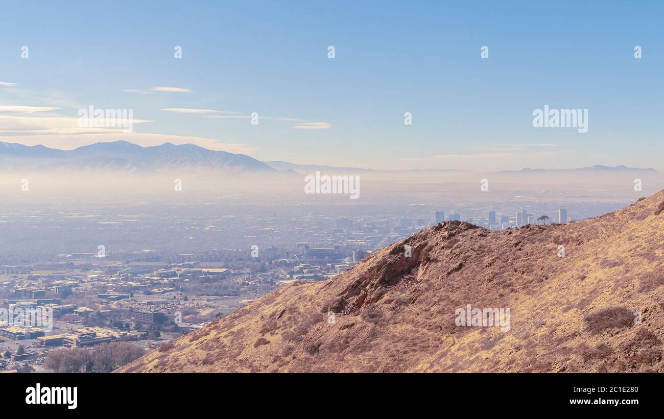 Panorama crop Steep ridge and mountain summit day light Stock Photo - Alamy