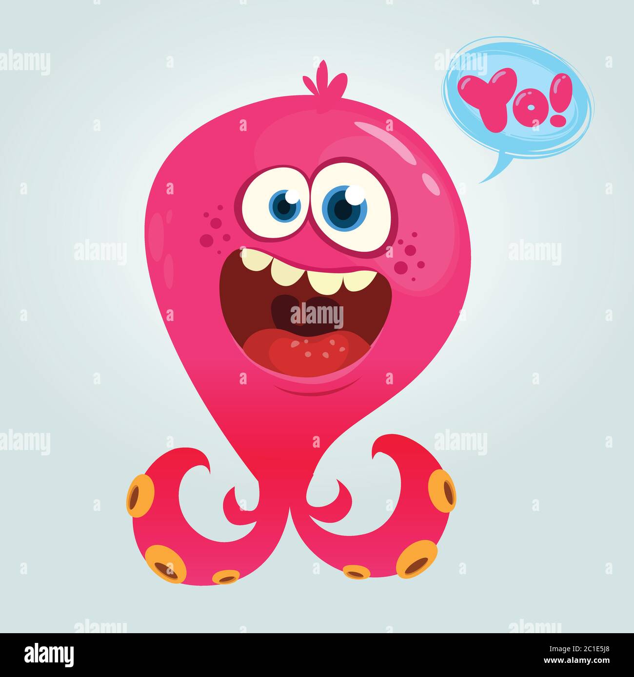 Cute alien octopus monster cartoon. Halloween vector illustration ...