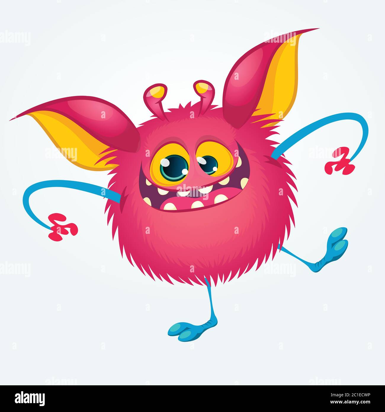 Cartoon Pleased Funny Monster Dancing Halloween Vector Illustration Of