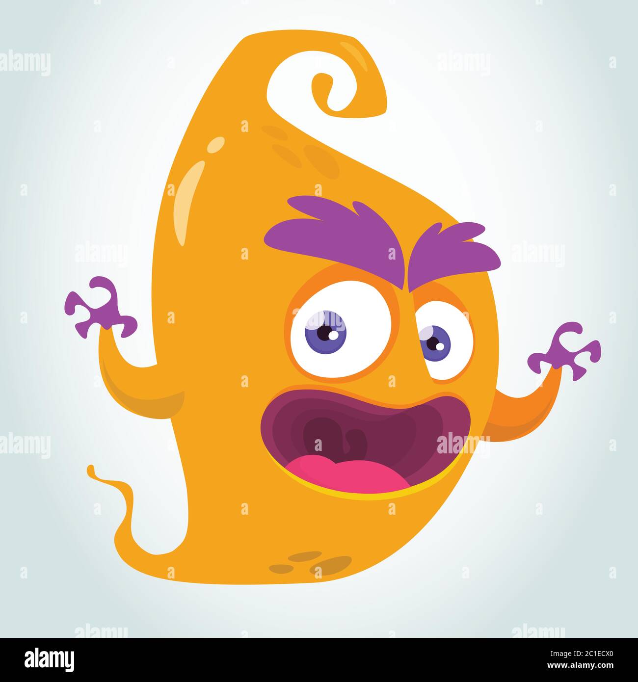 Funny orange cartoon flying monster. Halloween vector illustration ...