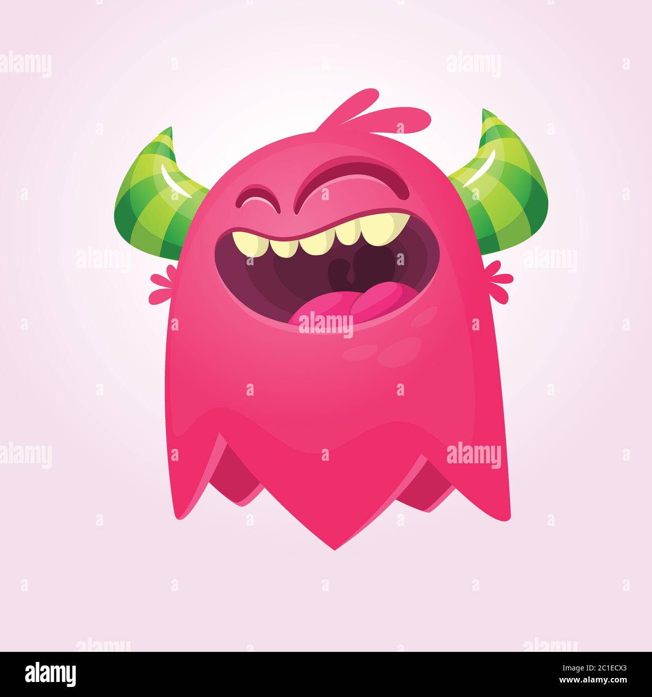 Happy cartoon monster. Laughing monster face emotion. Halloween vector ...