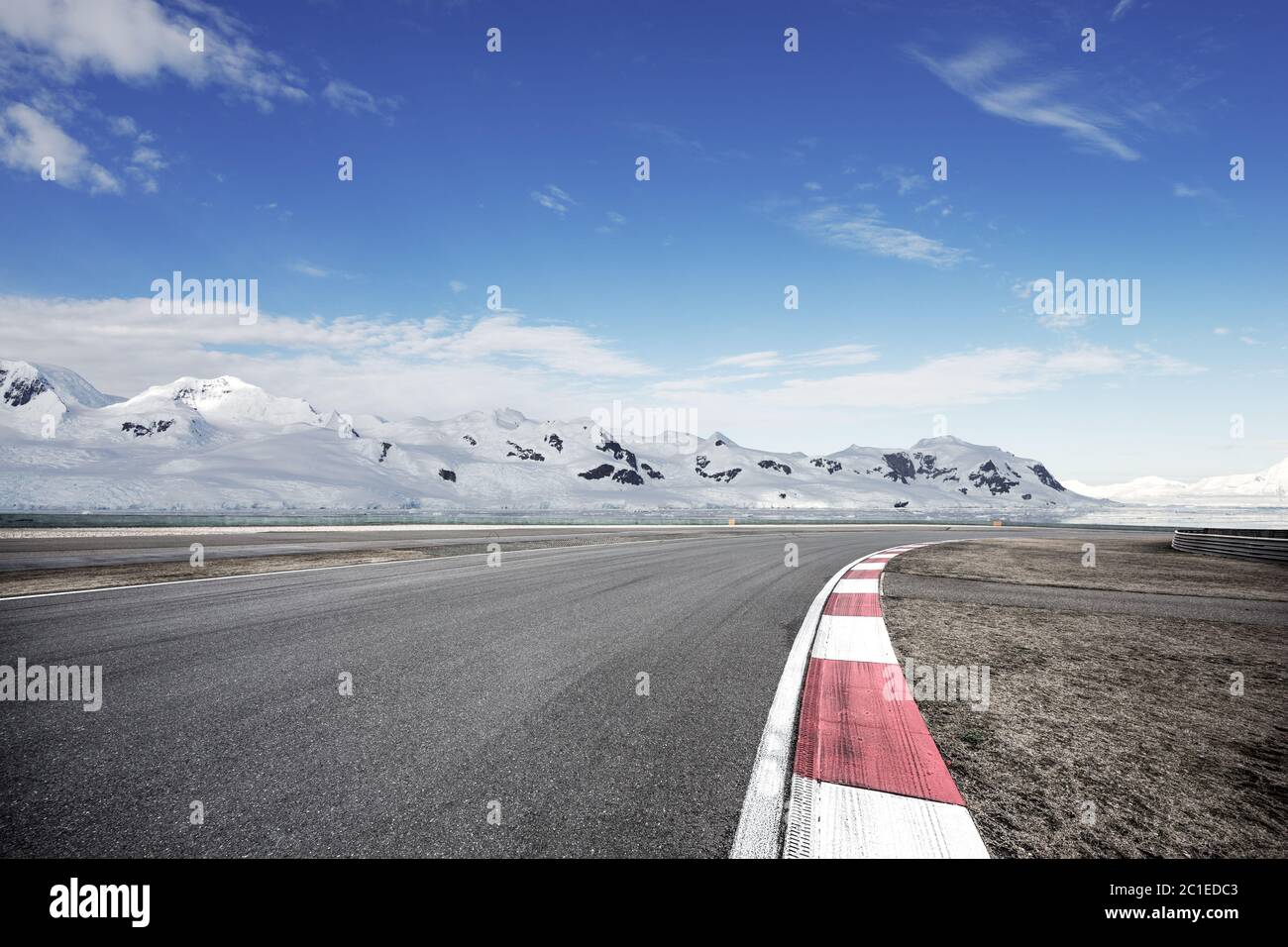 race track and snow mountain Stock Photo - Alamy