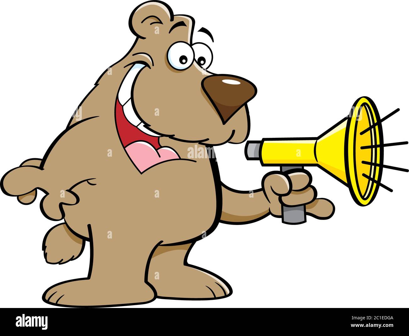 Cartoon illustration of a bear talking into a megaphone Stock Photo - Alamy