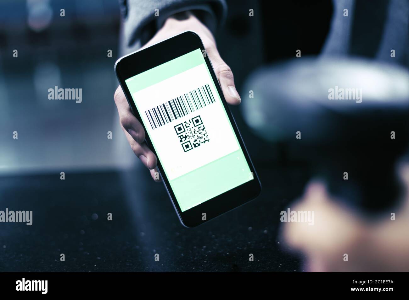 Qr code payment , online shopping , cashless technology concept Stock ...