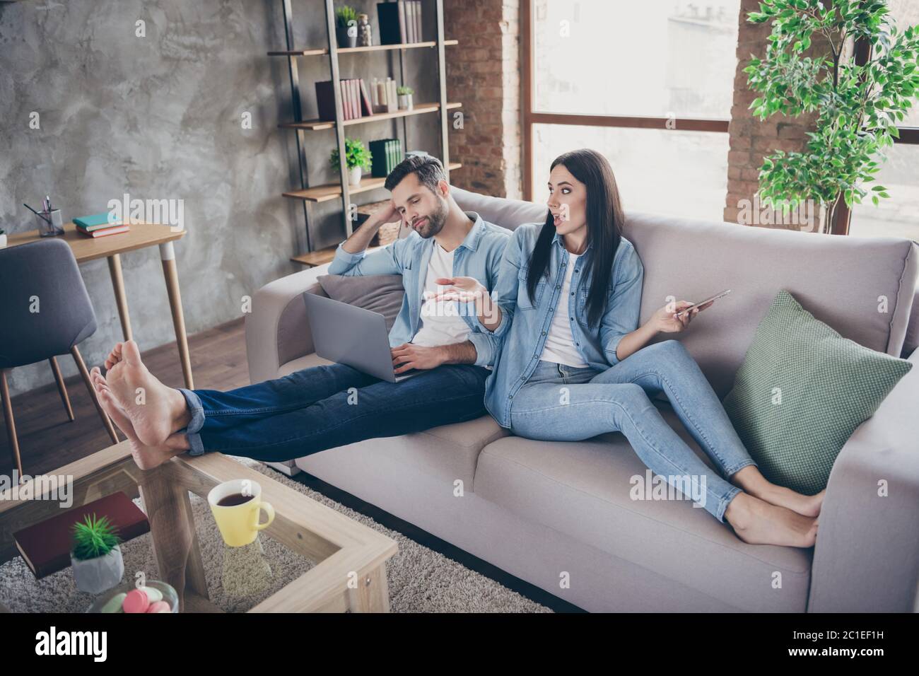 Lazy boyfriend unhappy hi-res stock photography and images - Alamy