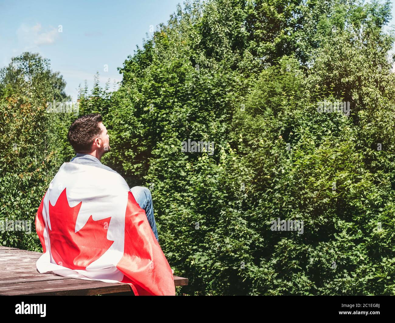 Young man waving canadian flag hi-res stock photography and images - Alamy