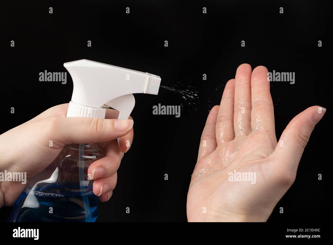 A product designed to clean surfaces and disinfect hands. The spray is ...