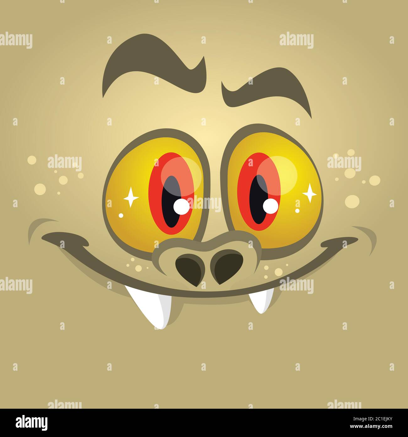 Cartoon monster face. Vector Halloween red monster avatar with wide ...