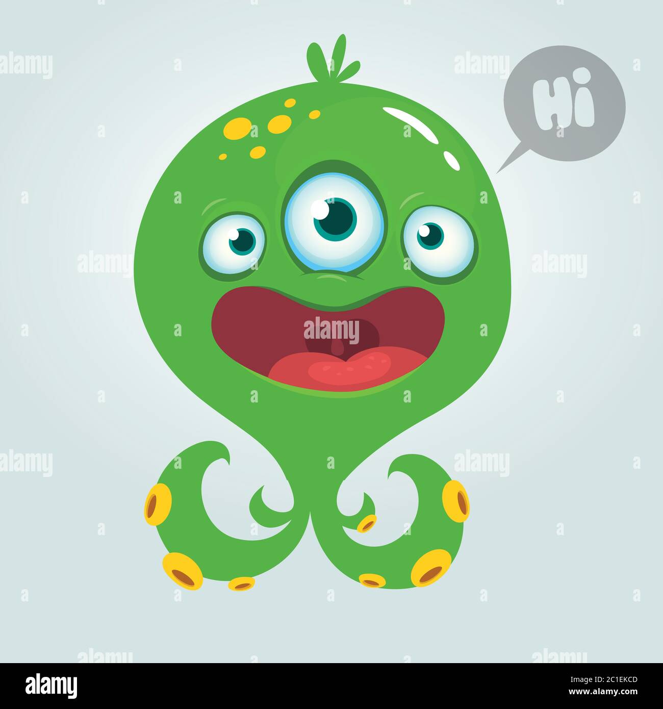 Cute alien monster cartoon. Halloween vector illustration isolated ...