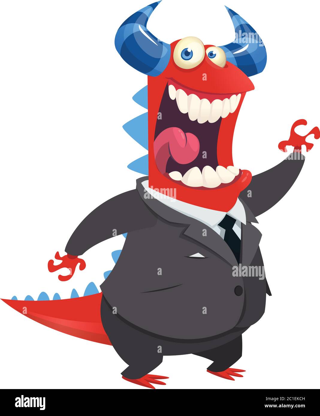 Cartoon happy monster teacher presenting. Vector illustration Stock ...