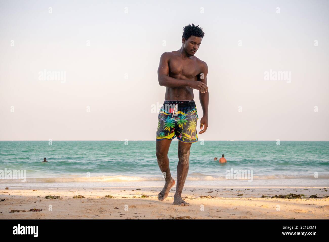 Young Attractive Muscular and Strong Athletic Black African Man at the ...