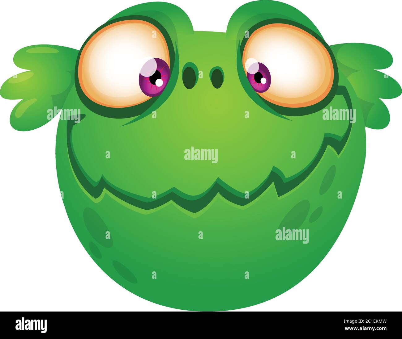 Cute cartoon green alien head. Vector illustration for children book ...